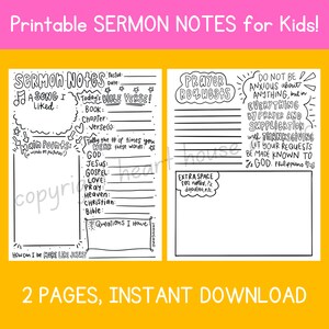 Kids Sermon Notes Printable: Church Worship Journal Activity (PDF) - Etsy