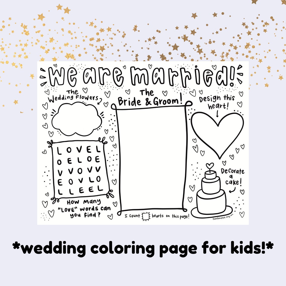 Wedding Coloring Page for Kids: Printable Wedding Activity (PDF) - Etsy