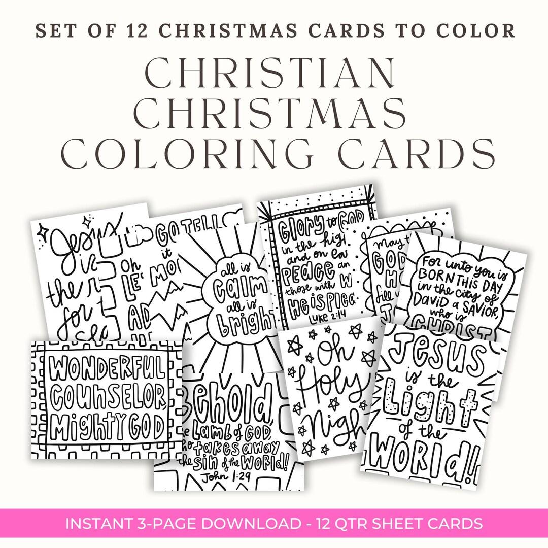 Scripture Christmas Cards, Christmas Coloring Cards, Bible Verse Cards ...