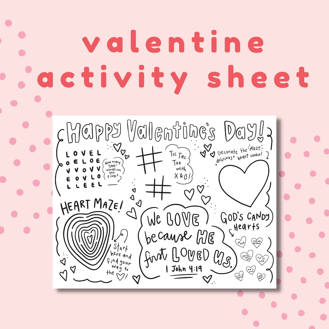 Christian Valentine's Day Activity Sheet for Kids, Scripture Valentine ...
