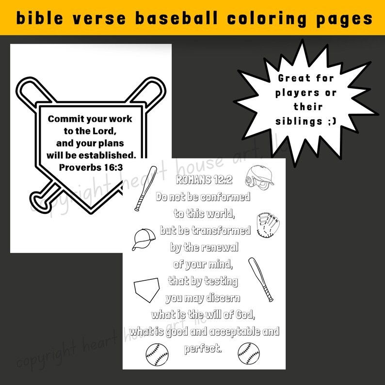 Christian Baseball Coloring Pages: Bible Verse Activity (5-page PDF) - Etsy