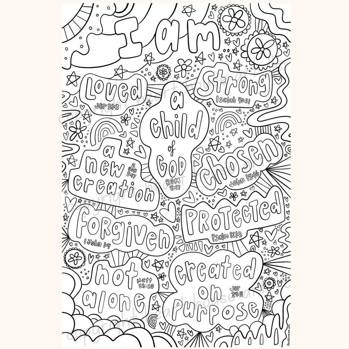 I Am Coloring Page, 24x36 Coloring Page, Christian Coloring Poster ...