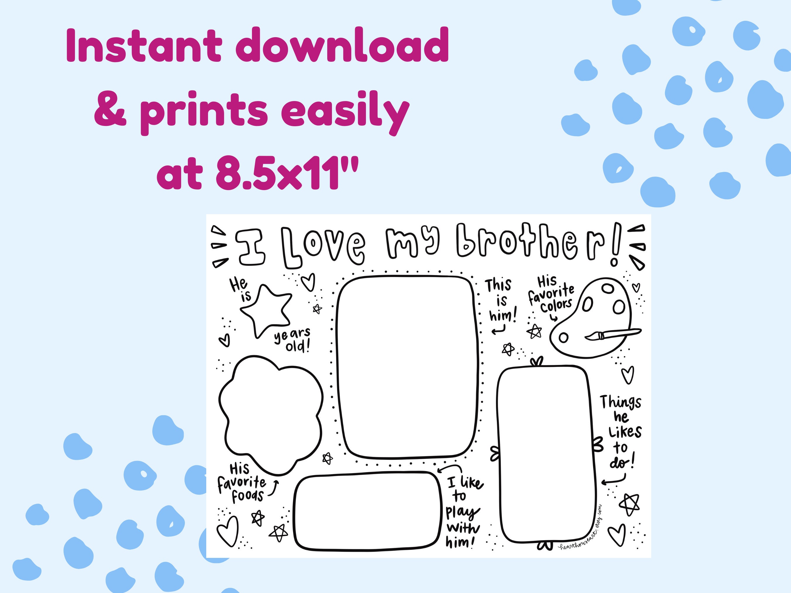 All About My Brother Printable: Siblings Day Gift (PDF) - Etsy