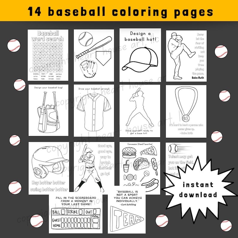 Baseball Coloring Book, Baseball Coloring Pages, Baseball Activity ...