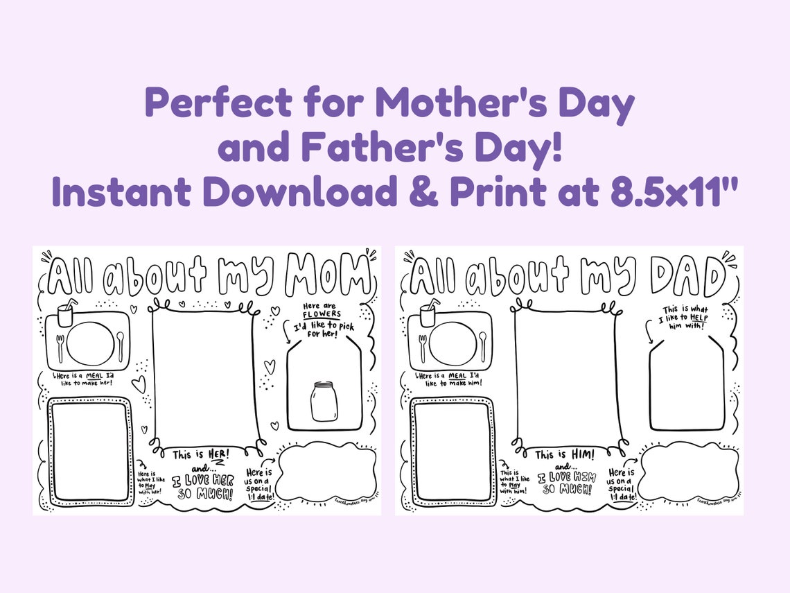 All About My Mom Printable, All About My Dad Printable, Mother's Day ...