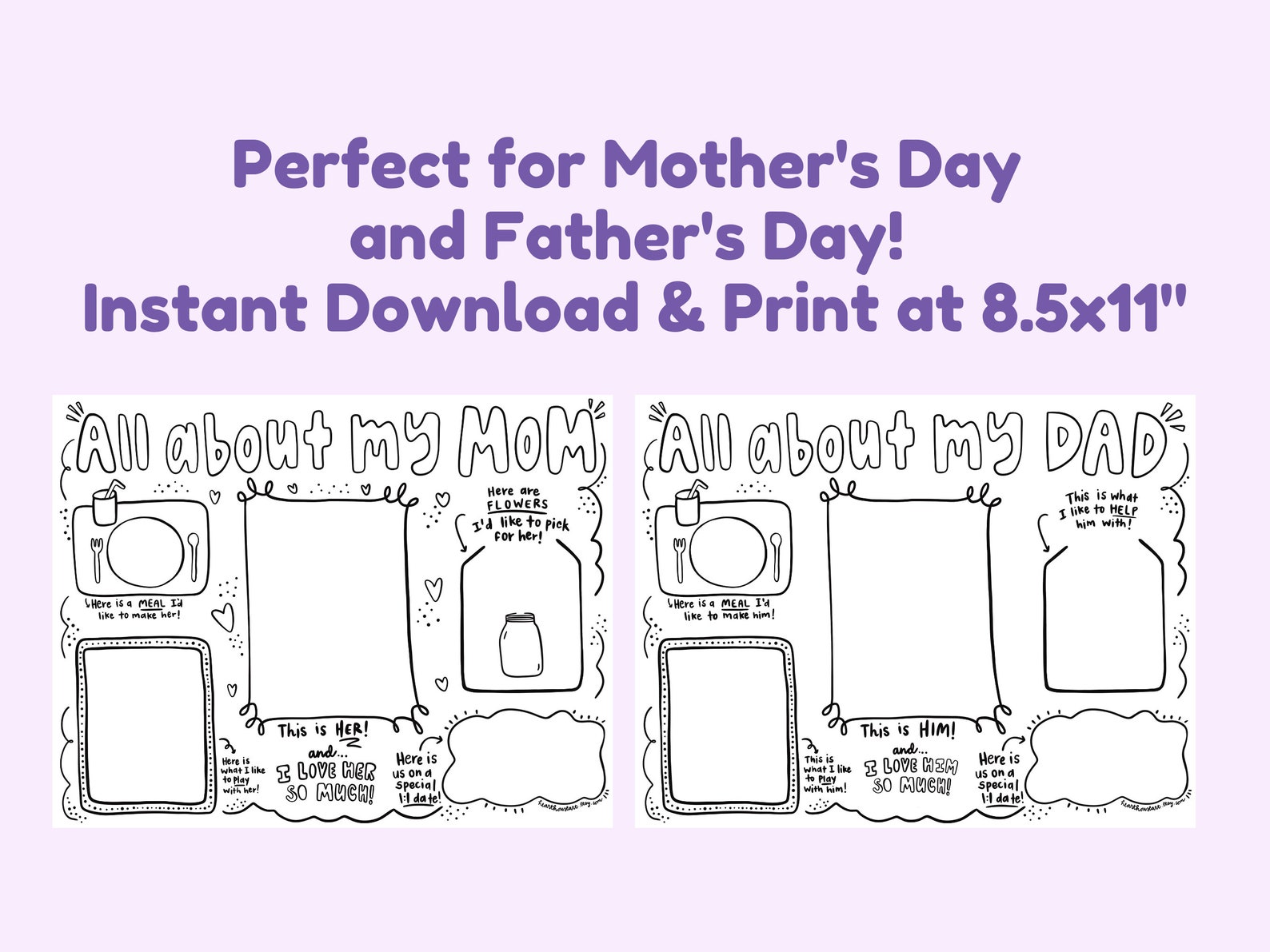 All About My Mom Printable, All About My Dad Printable, Mother's Day ...