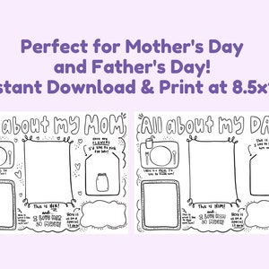 All About My Mom Printable, All About My Dad Printable, Mother's Day ...
