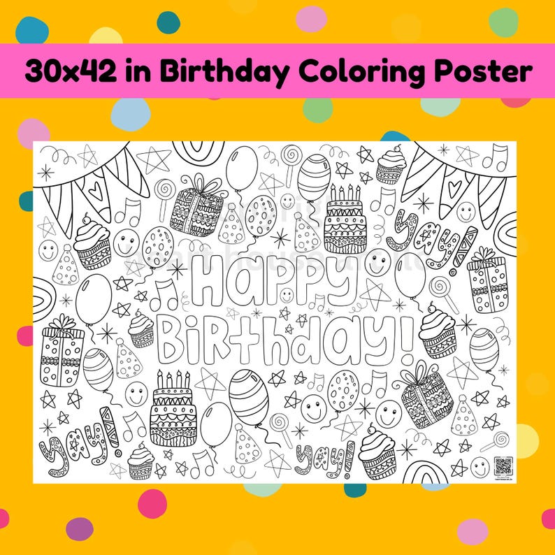 Giant Birthday Coloring Poster: Kids Party Activity (digital File) - Etsy