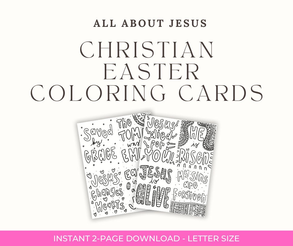 Easter Scripture Cards, Bible Verse Easter, Christian Coloring Cards ...
