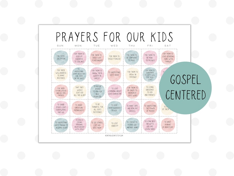 Prayer Prompt Calendar: Christian Kids, Gospel Art (PDF Printable) - Etsy