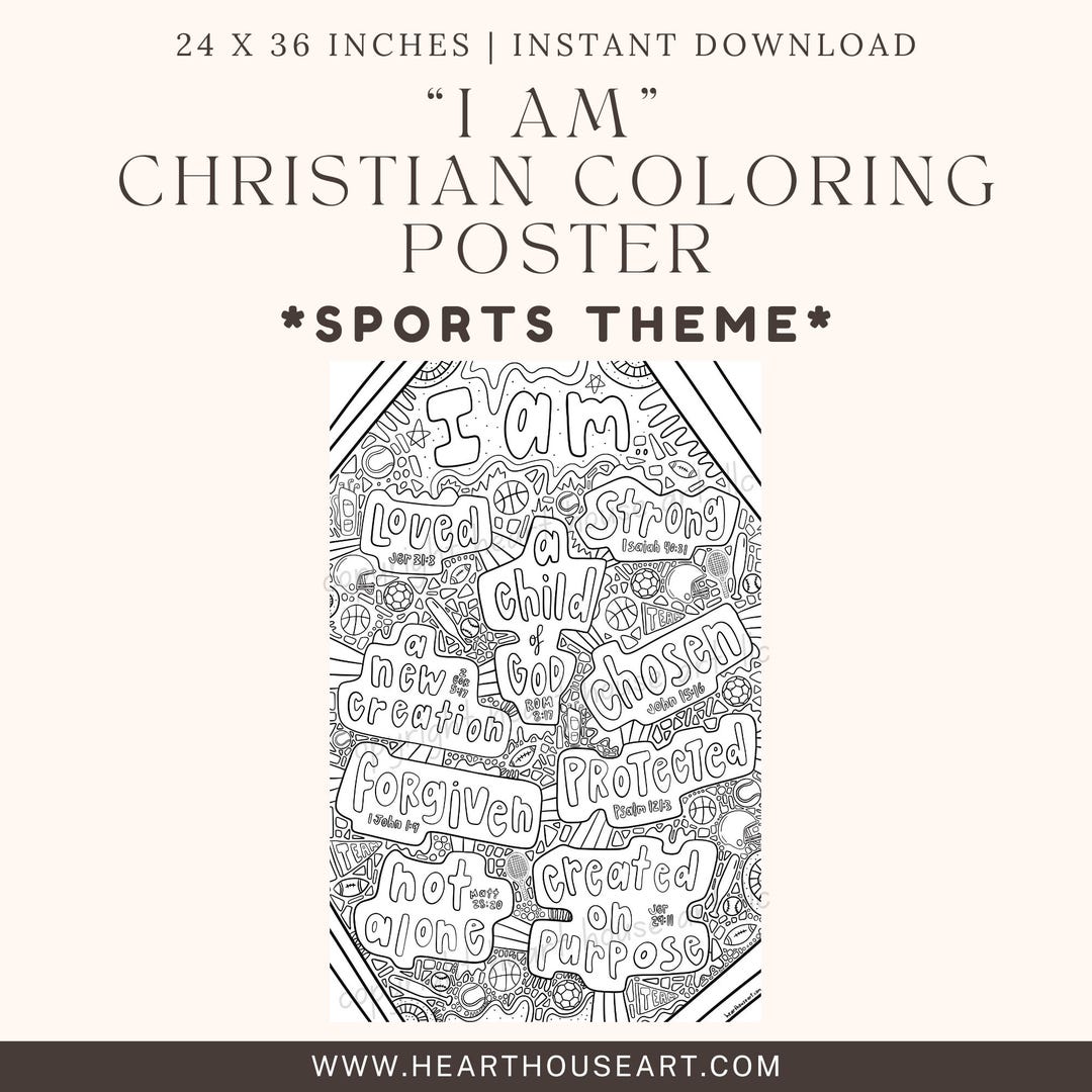 Boys Christian Wall Art, 24x36in, PRINTABLE, Christian Sports Room ...