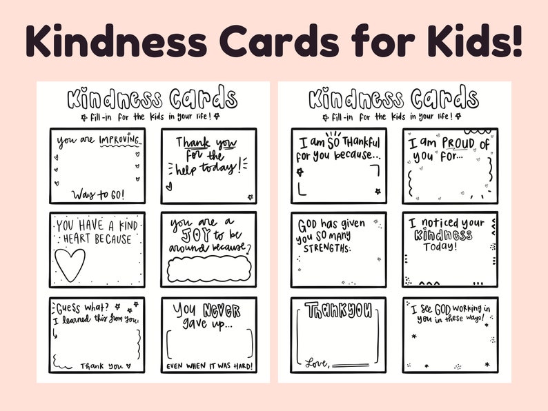 Printable Christian Kindness Cards for Kids: Compliment Lunchbox Notes ...