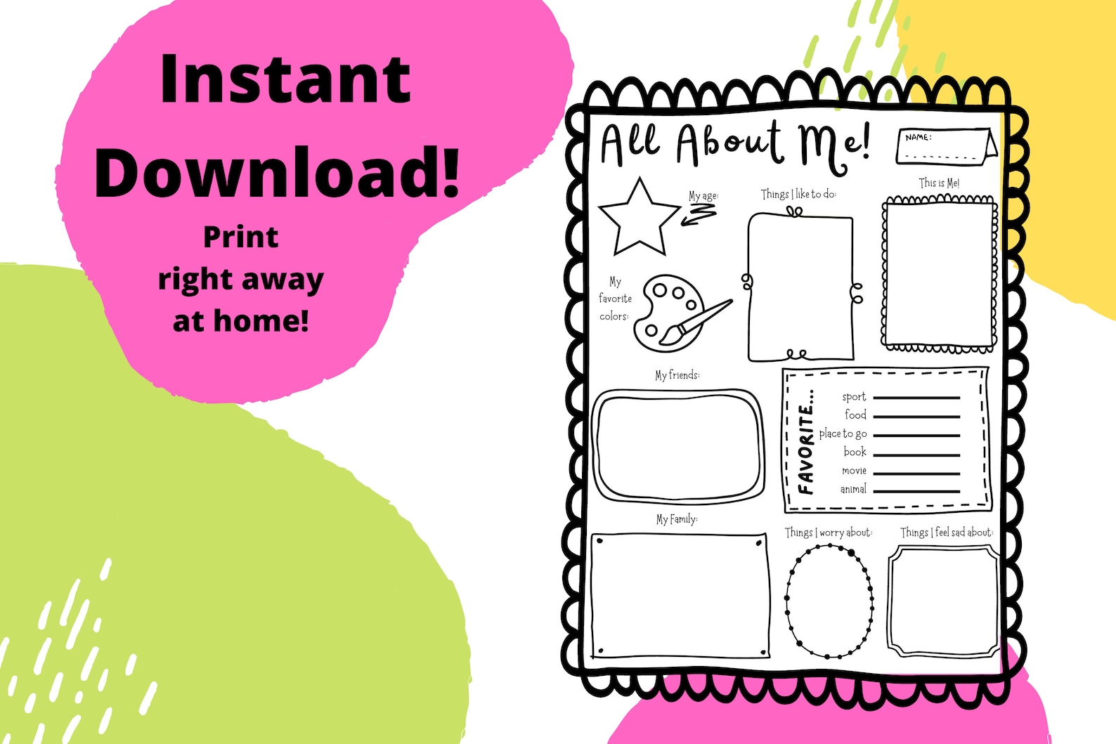All About Me Printable Worksheet for Kids, All About Me Printable ...