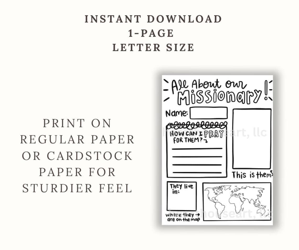 Missionary Prayer Activity Page | 8.5x11 Christian Kids Printable ...