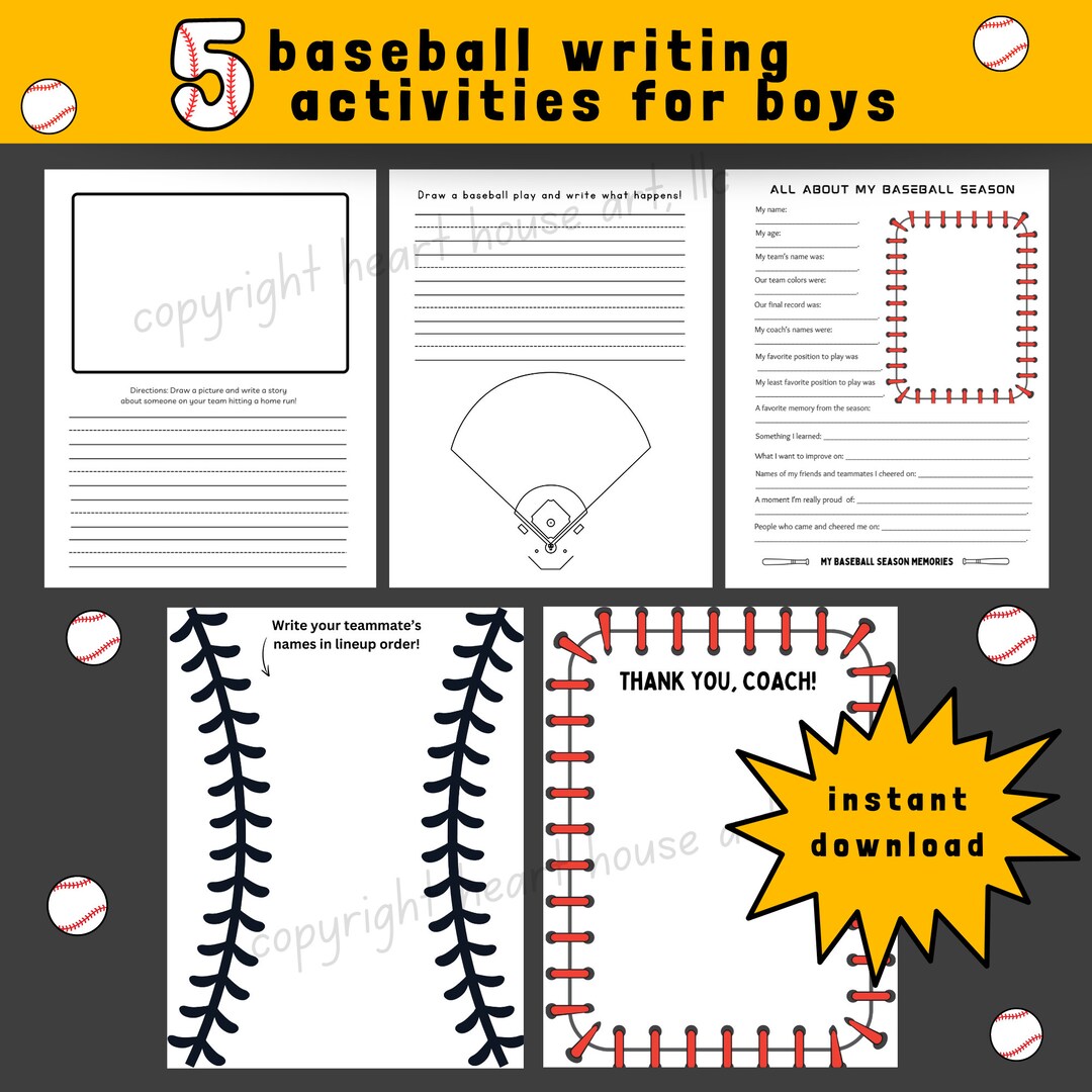Baseball Writing Activities, Homeschool Activity, End of Season ...