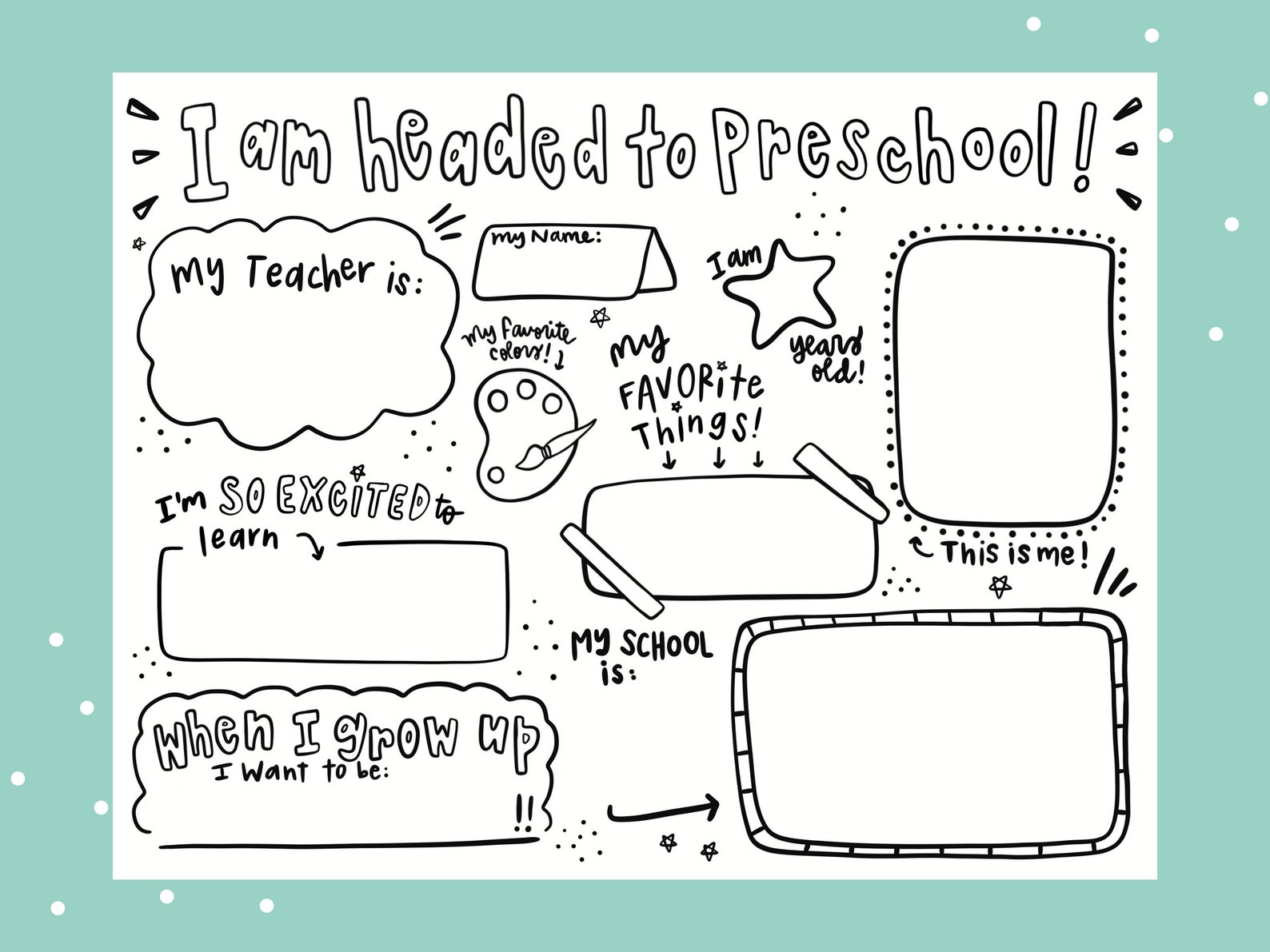 Preschool Back to School Sign: Coloring Page Activity (PDF) - Etsy