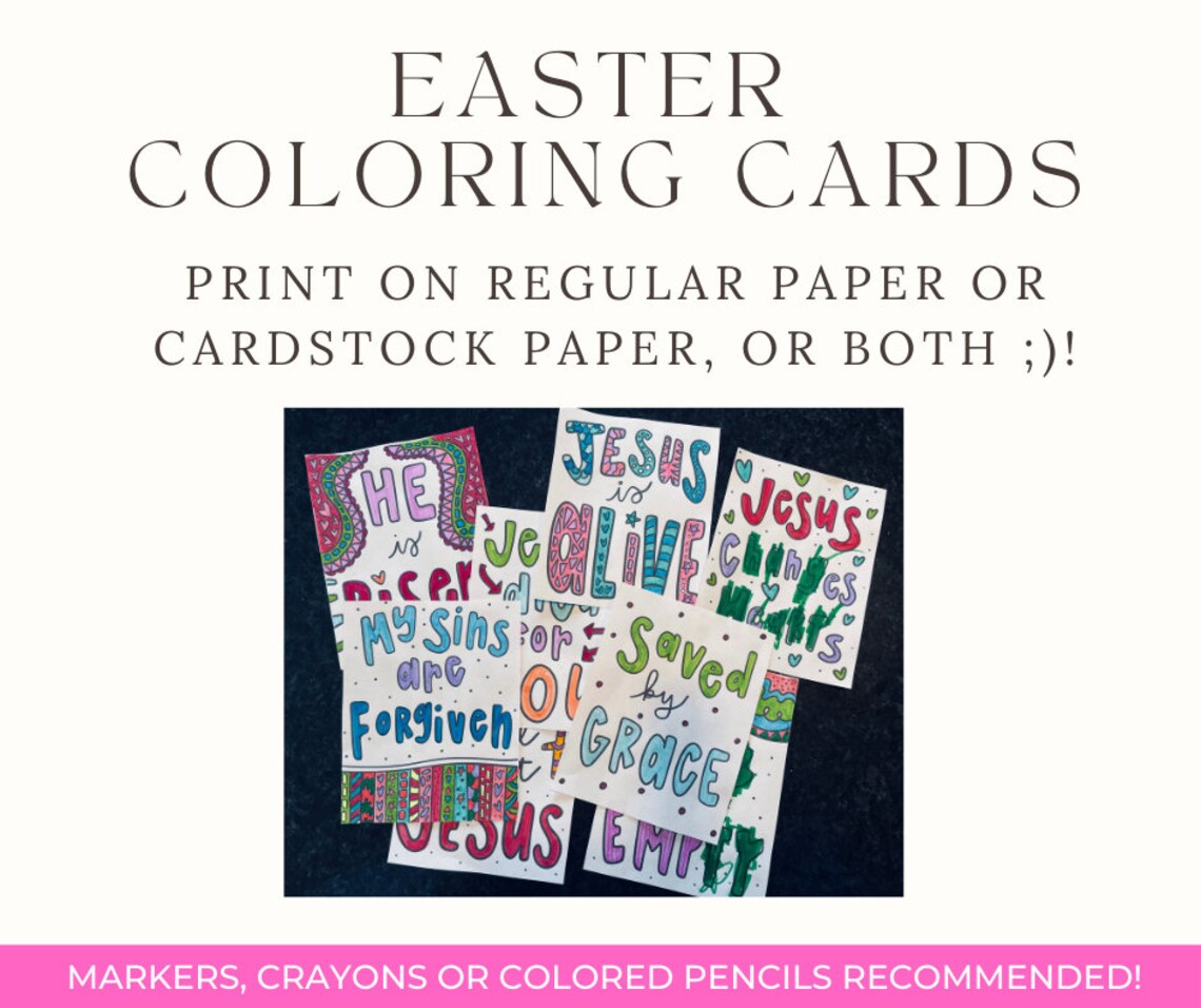 Easter Scripture Cards, Bible Verse Easter, Christian Coloring Cards ...