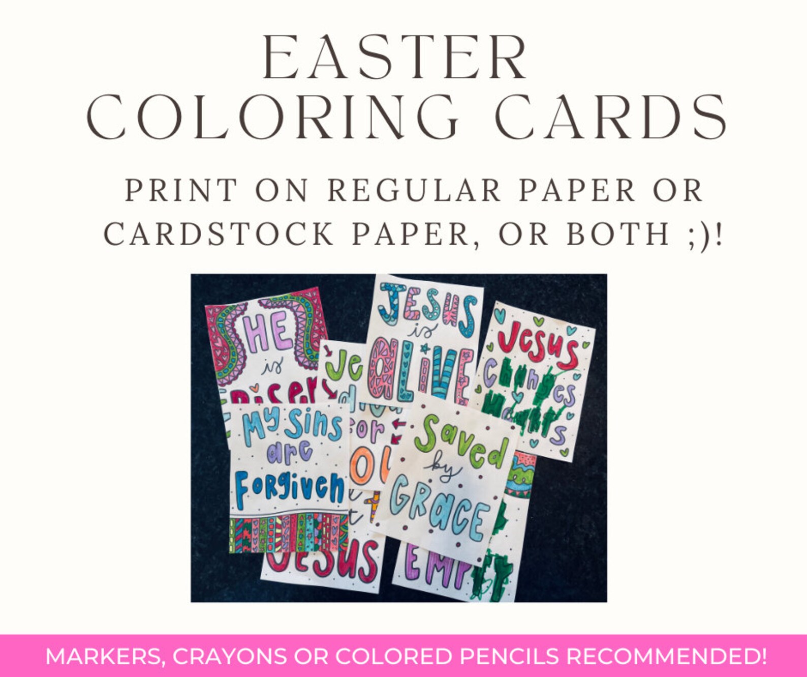 Easter Scripture Cards, Bible Verse Easter, Christian Coloring Cards ...
