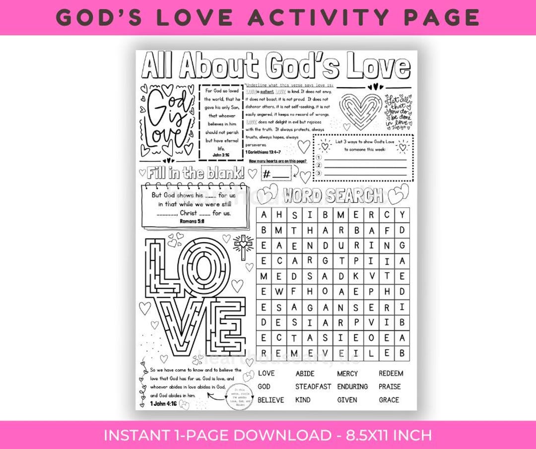 God's Love Activity Page Lesson, Christian Valentine Coloring Page ...