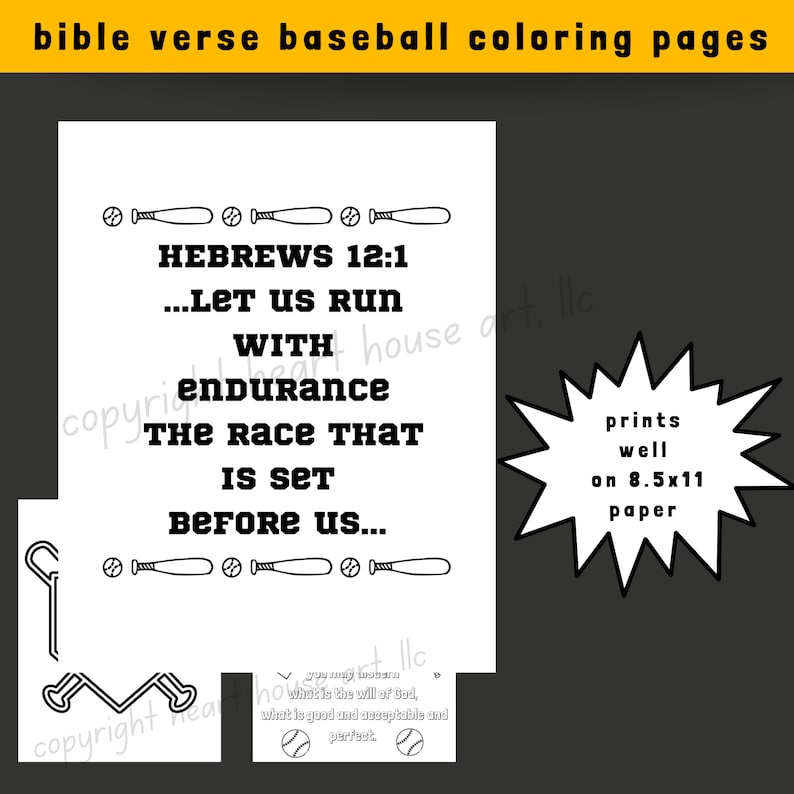 Christian Baseball Coloring Pages: Bible Verse Activity (5-page PDF) - Etsy