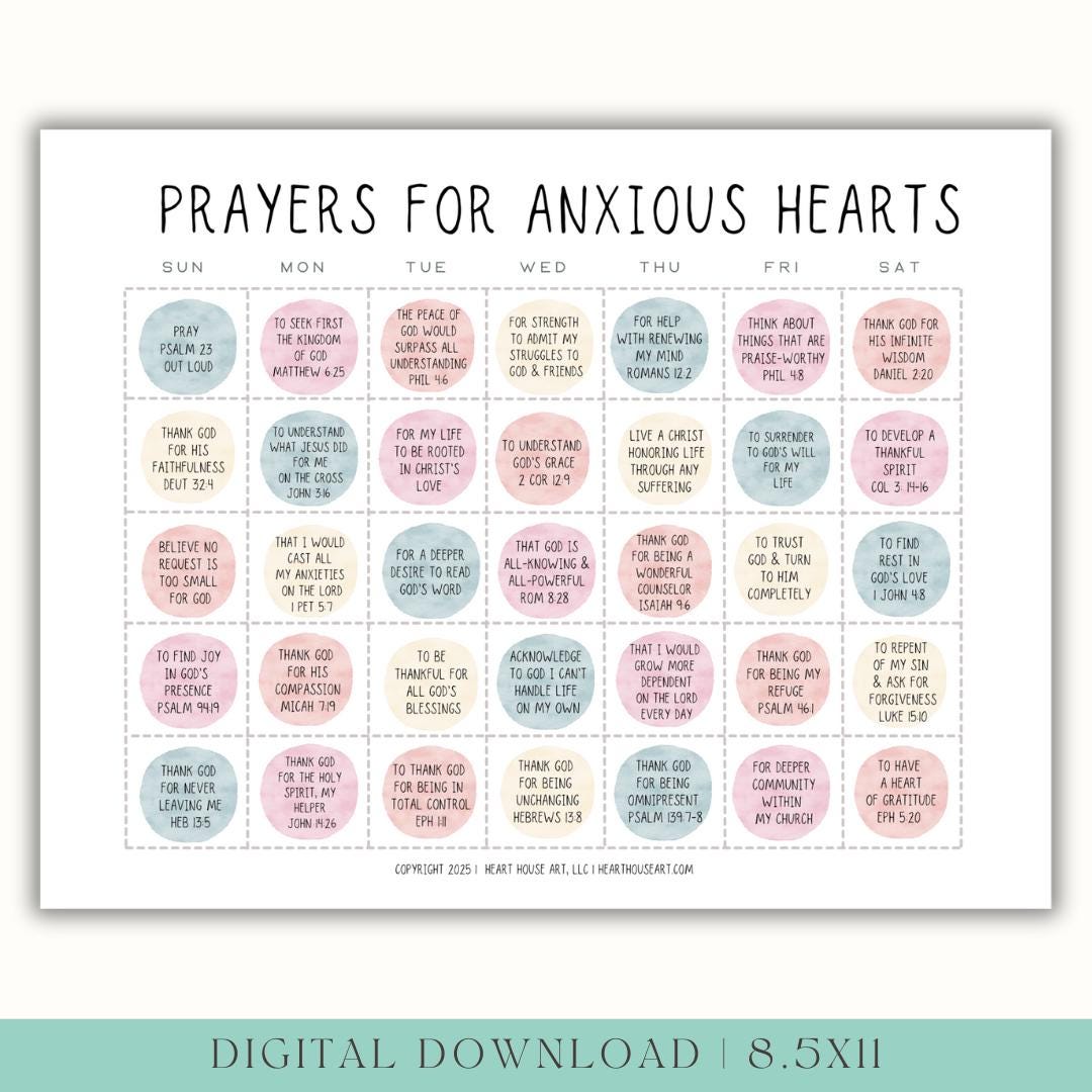 Prayer Calendar for Moms: Scripture & Prompts for Anxiety (PDF) - Etsy