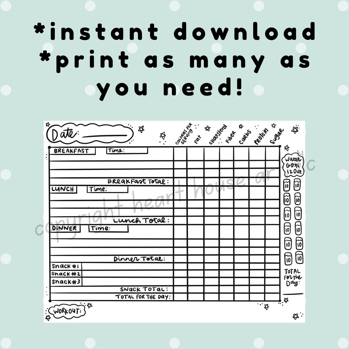 Daily Food Tracker, Macro Log, Printable PDF, Nutrition Tracker ...