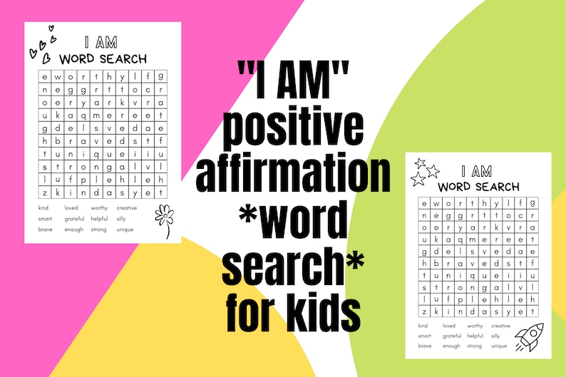 Kids' Positive Affirmation Word Search Printable (PDF) - Etsy