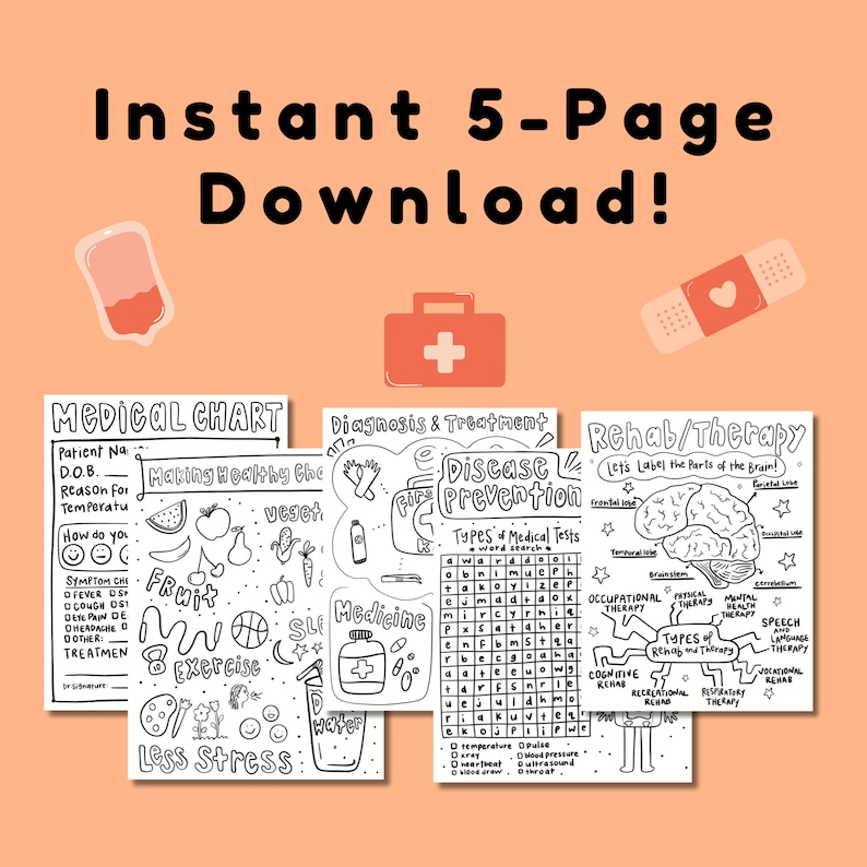 Doctor Coloring Page, Instant Download Medical/nurse Coloring Pages ...