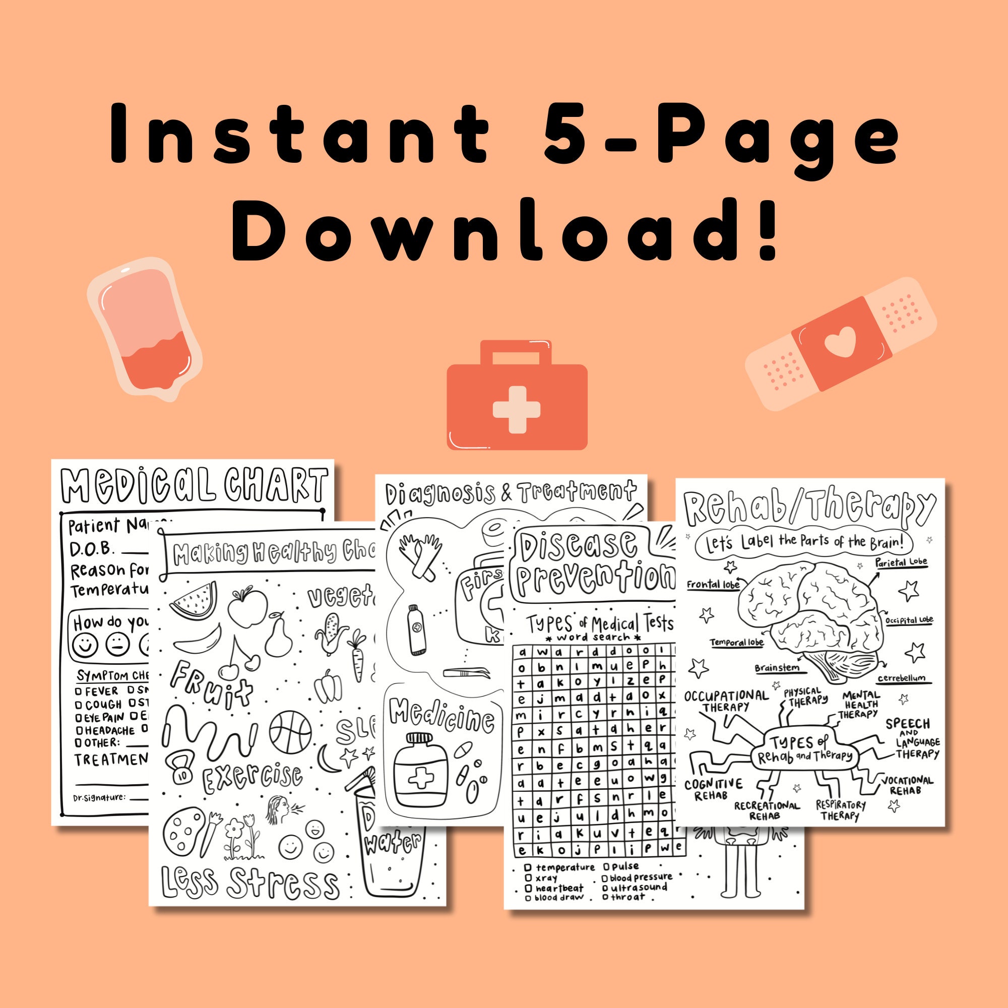 Doctor Coloring Page, Instant Download Medical/nurse Coloring Pages ...