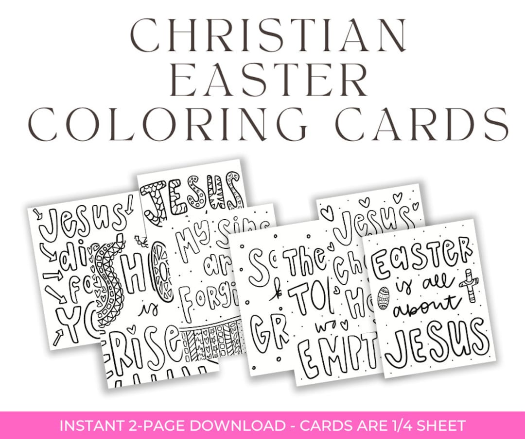 Easter Scripture Cards, Bible Verse Easter, Christian Coloring Cards ...