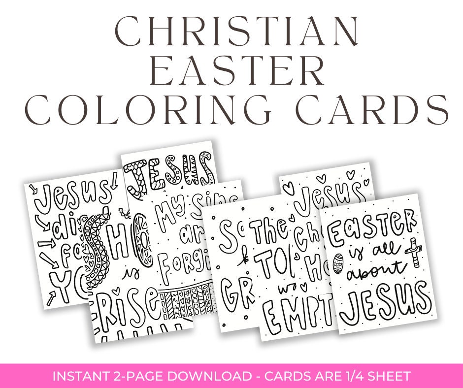 Easter Scripture Cards, Bible Verse Easter, Christian Coloring Cards ...