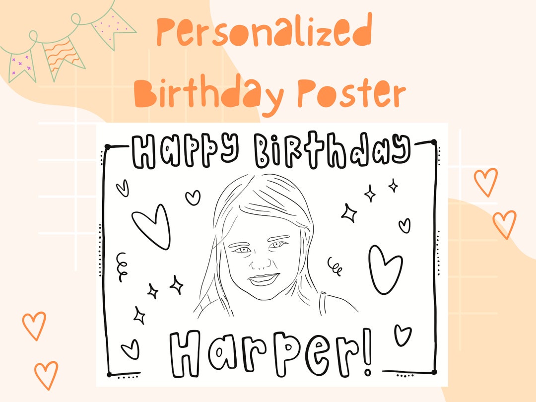 Birthday Poster | Kids Birthday Printable | Personalized Coloring Pages ...
