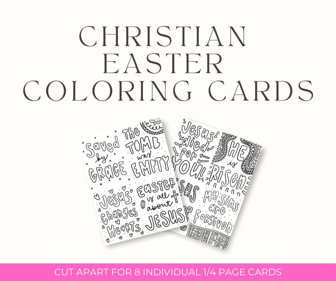 Easter Scripture Cards, Bible Verse Easter, Christian Coloring Cards ...