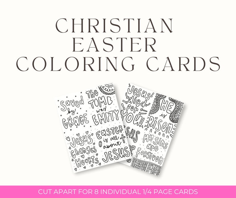 Easter Scripture Cards, Bible Verse Easter, Christian Coloring Cards ...