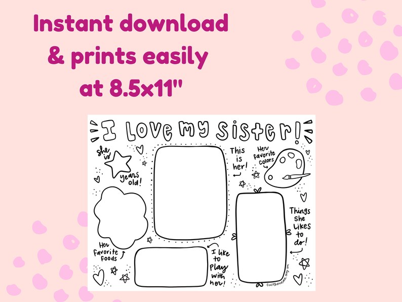 All About My Sister Printable, Siblings Day Printable PDF, Printable ...
