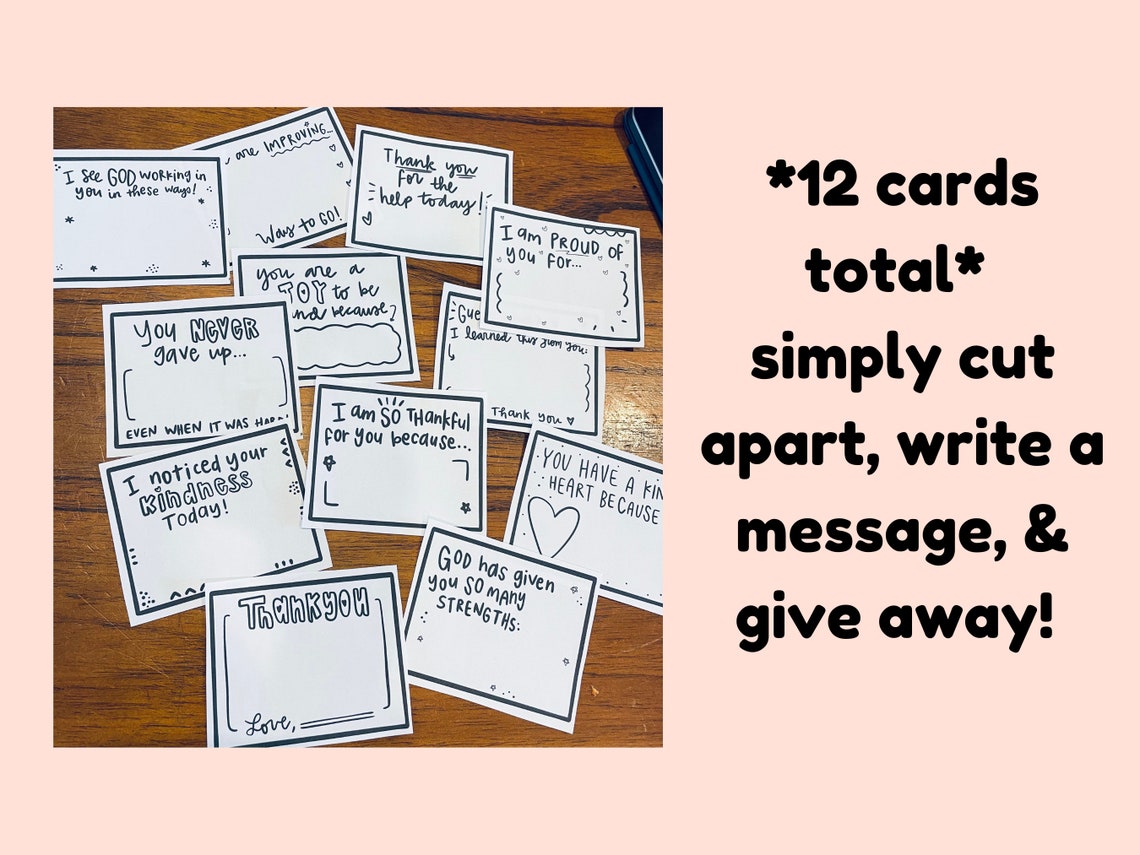 Printable Christian Kindness Cards for Kids: Compliment Lunchbox Notes ...