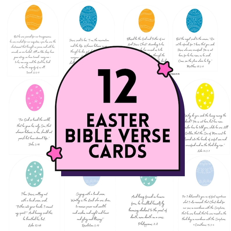 Christian Easter Bible Verse Cards, Easter Scripture Memory Cards ...