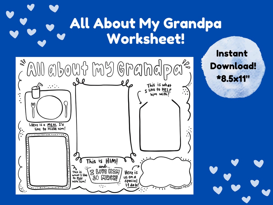All About My Grandpa Worksheet, Father's Day Card Printable (PDF) - Etsy