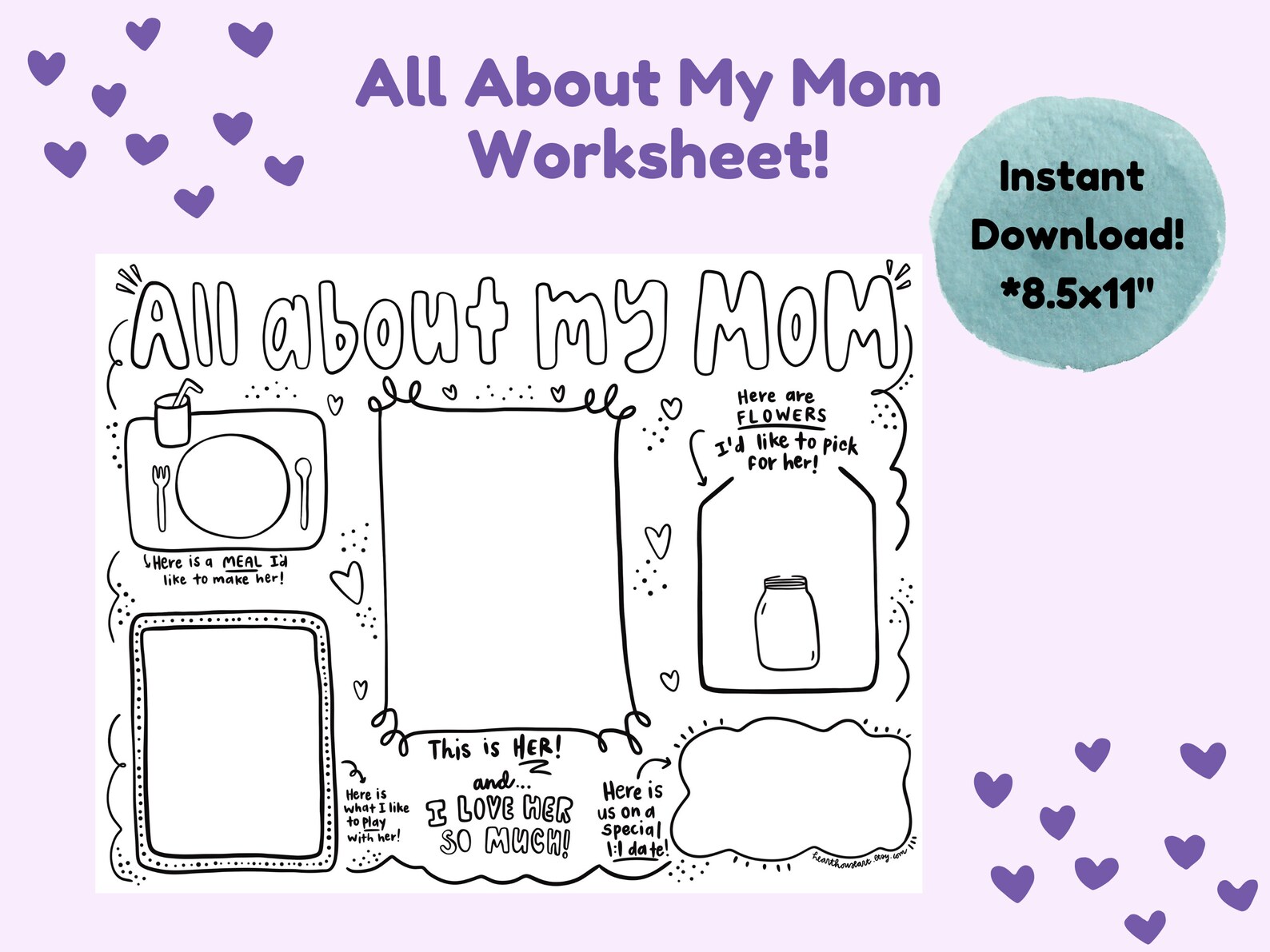 All About My Mom Printable, Mother's Day Craft, Mothers Day Coloring ...