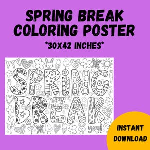 Spring Break Coloring Page - Printable - 30x42 Inches, Kids Spring ...