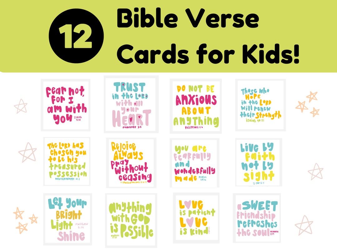 Printable Bible Verse Cards, Scripture Cards for Kids, Kids Bible Verse ...