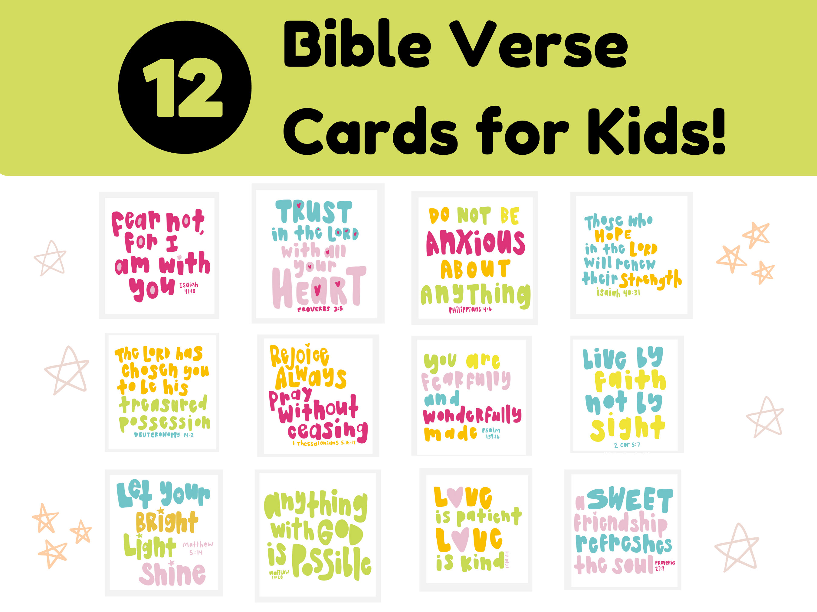 Printable Bible Verse Cards for Kids: Lunchbox Notes (PDF) - Etsy