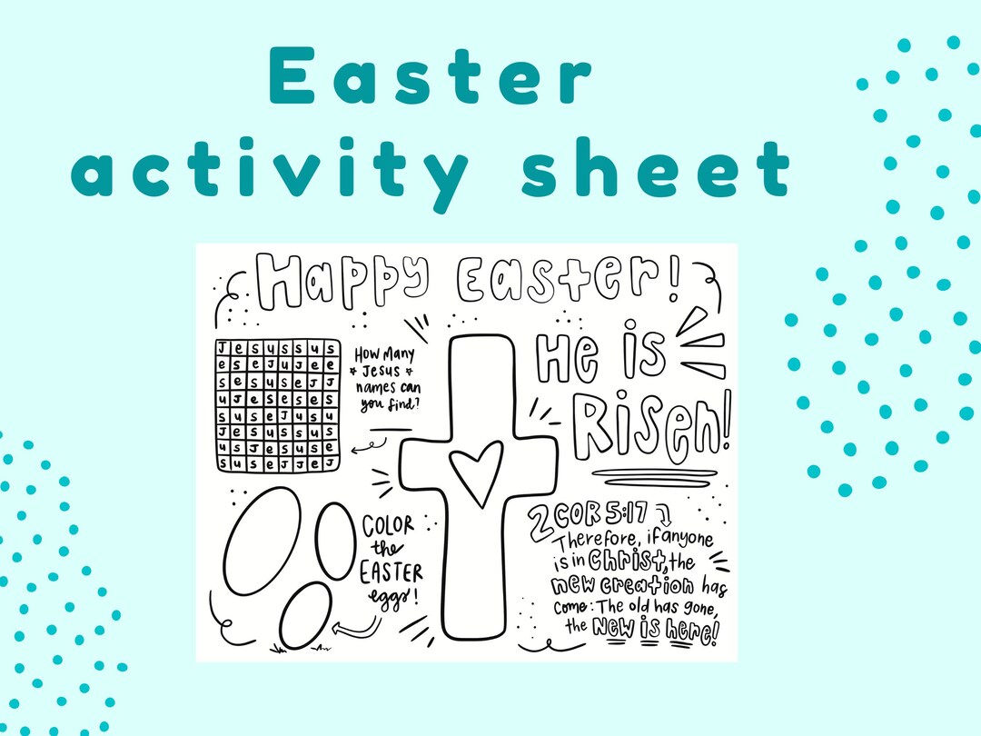 Christian Easter Activity Sheet: Coloring Placemat (PDF Printable) - Etsy