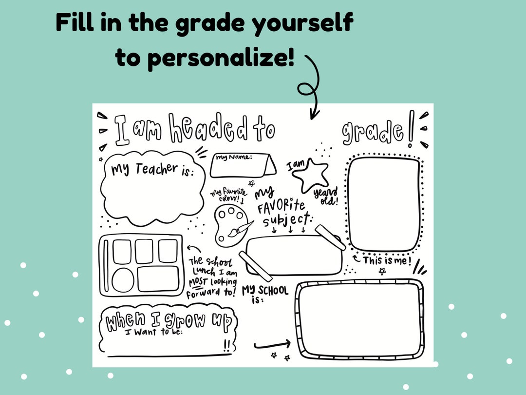 First Day of School Sign: Printable Coloring Page (digital Download) - Etsy