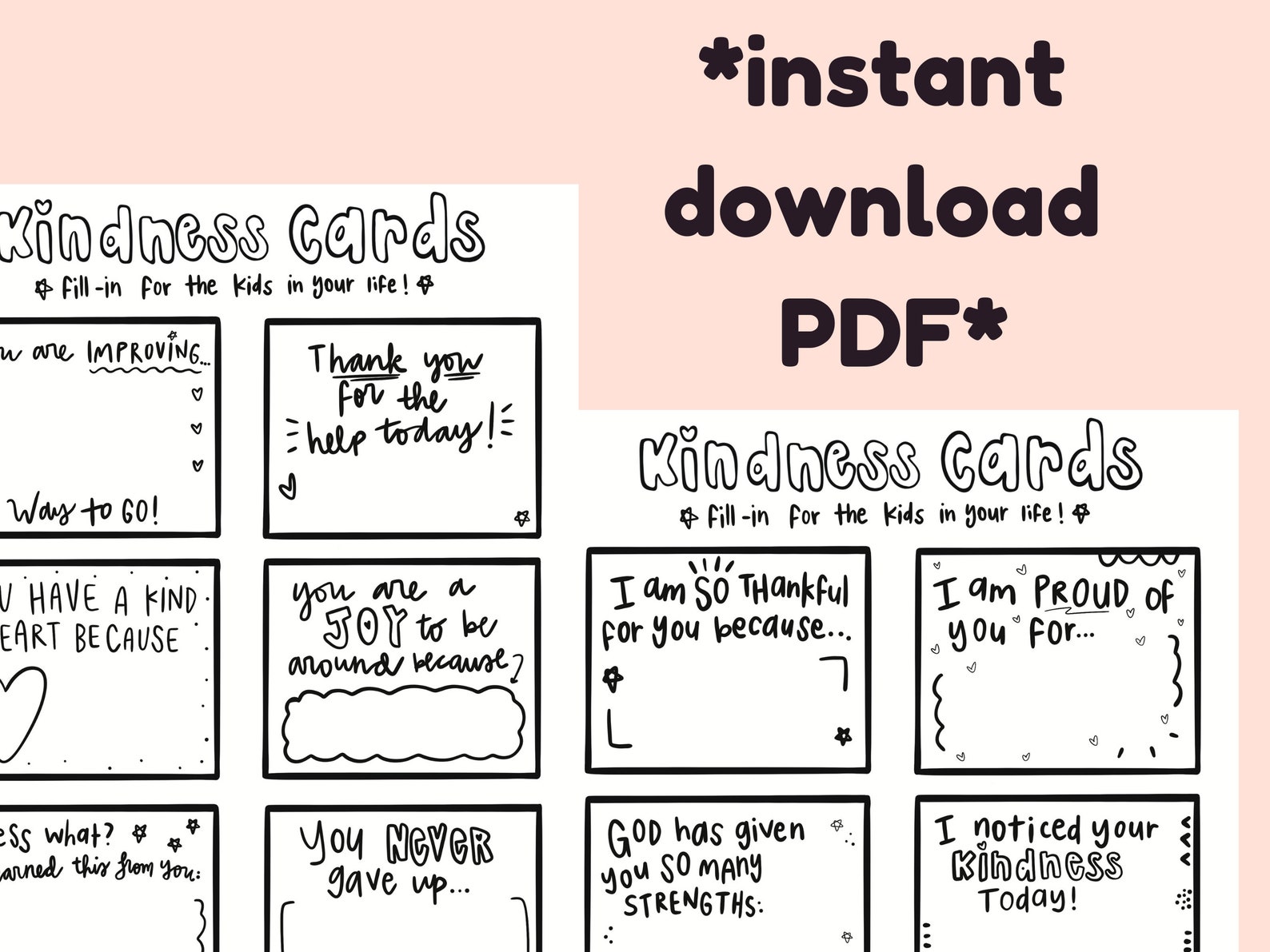 Printable Christian Kindness Cards for Kids: Compliment Lunchbox Notes ...