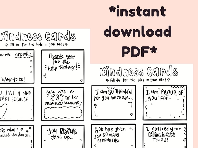 Printable Christian Kindness Cards for Kids: Compliment Lunchbox Notes ...