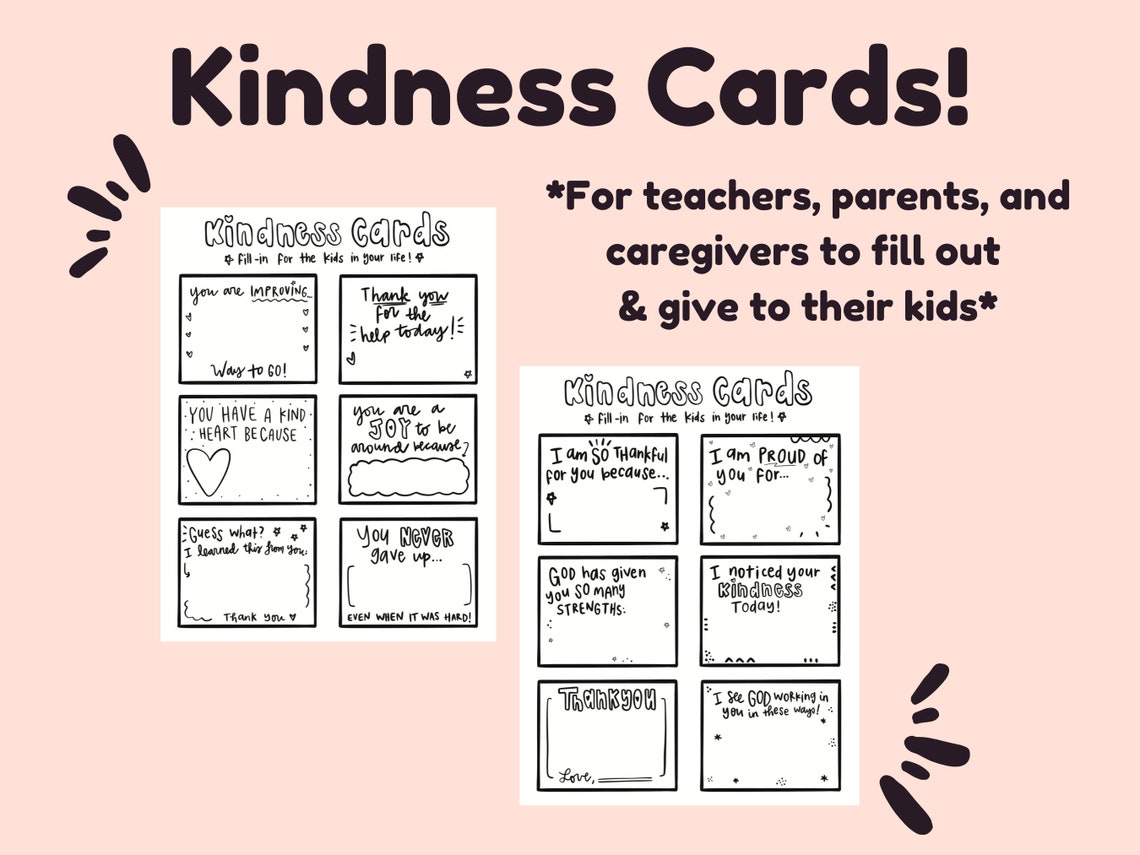 Printable Christian Kindness Cards for Kids: Compliment Lunchbox Notes ...