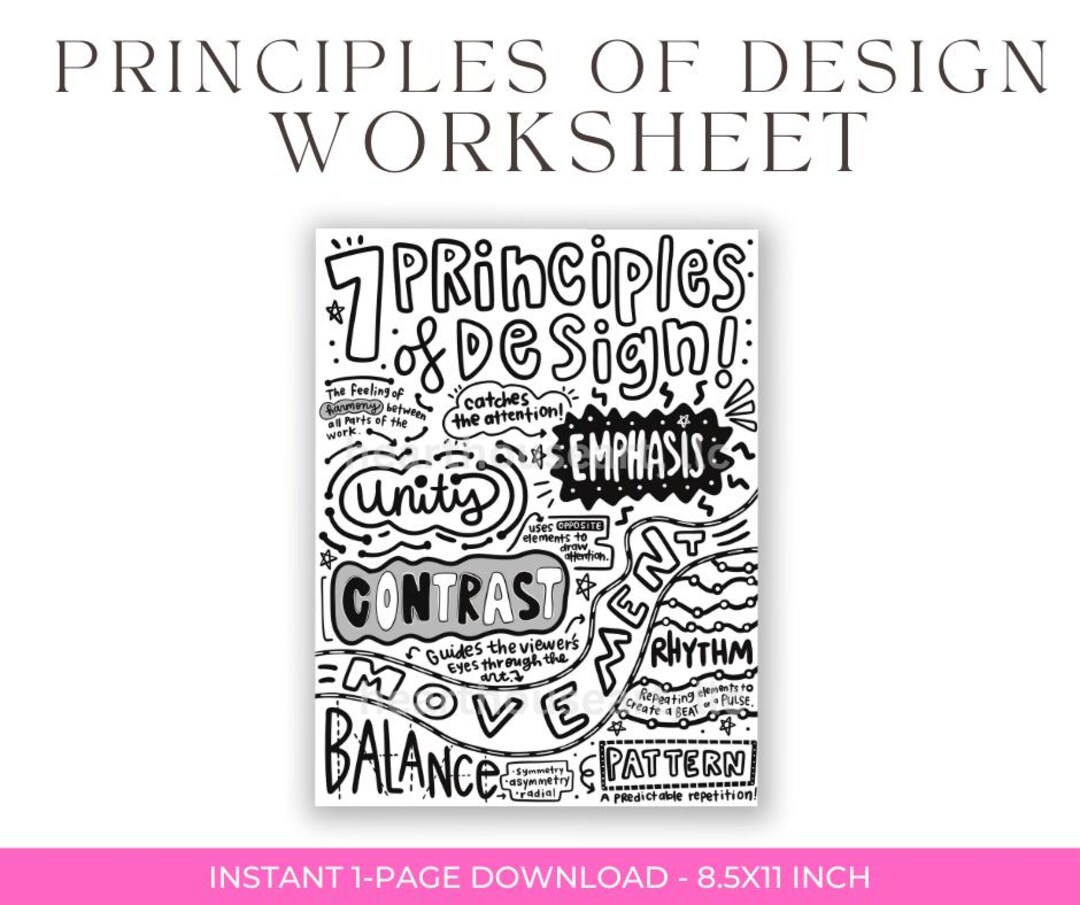Principles of Design Worksheet, PDF, Printable, Homeschool Art Lesson ...