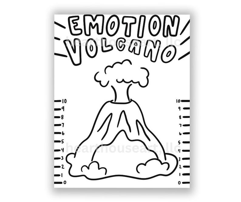 Emotion Volcano Coloring Page: Kids Coping Skills Activity (PDF ...