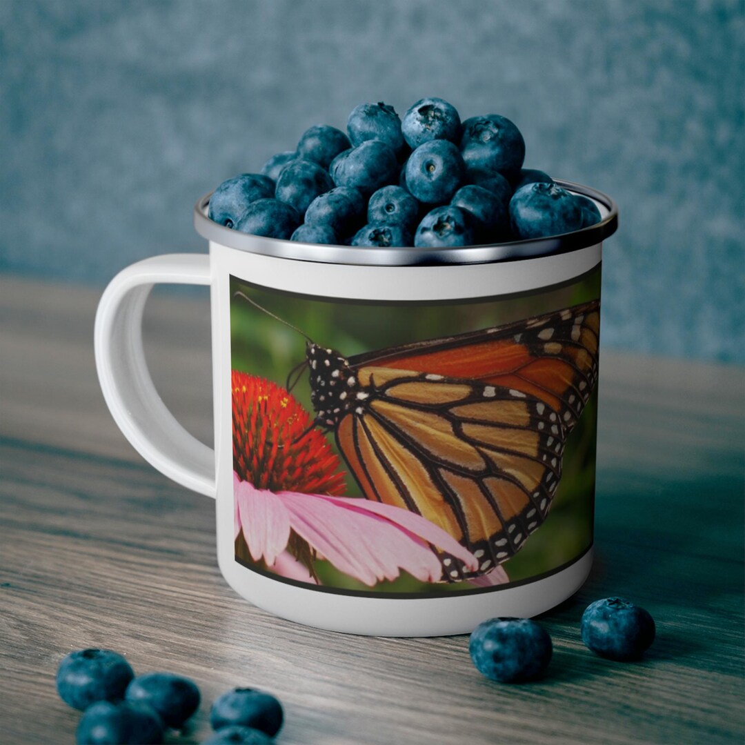 Monarch Butterfly Enamel Camping Mug | Butterfly Nature Outdoor ...